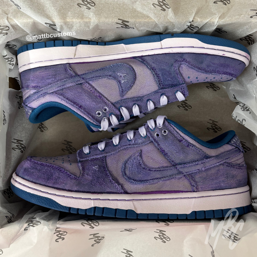 Purple Distressed Denim - Nike Dunk Low Custom | UK9 – MattB Customs