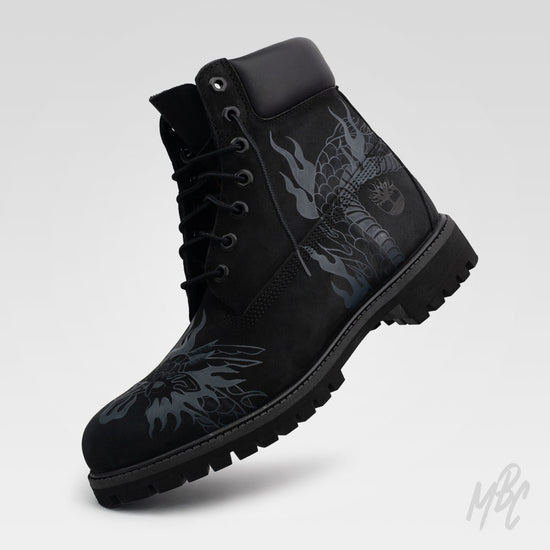Flaming Dragon - Timberland Black Boot Custom – MattB Customs