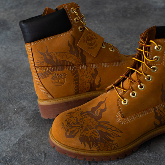 Flaming Dragon - Timberland Tan Boot Custom – MattB Customs