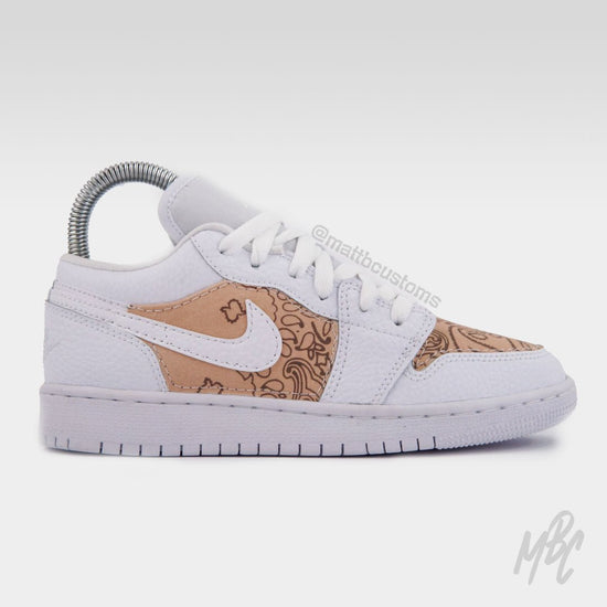 Beige & Mocha Bandana Design - Custom Nike Jordan 1 Low | UK 3.5 ...